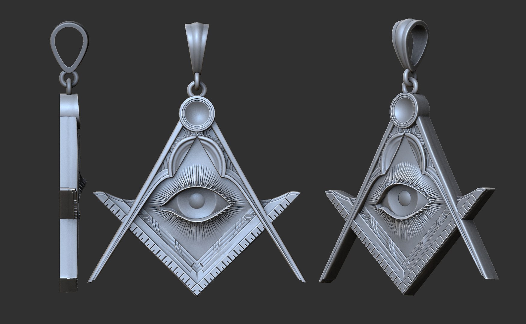 3D Jewelry Pendant With Eye Masonic Symbol 0319 Stl 3dm Fbx ...