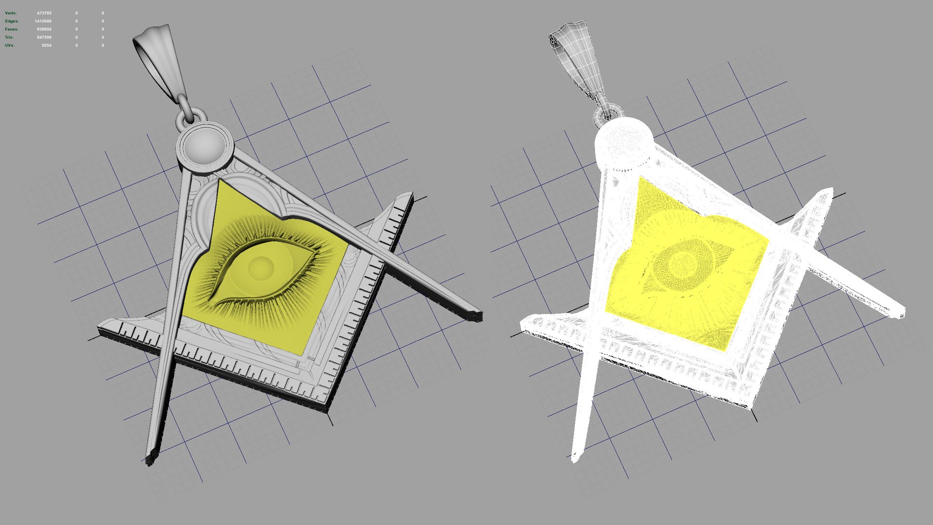 3D Jewelry Pendant With Eye Masonic Symbol 0319 Stl 3dm Fbx ...