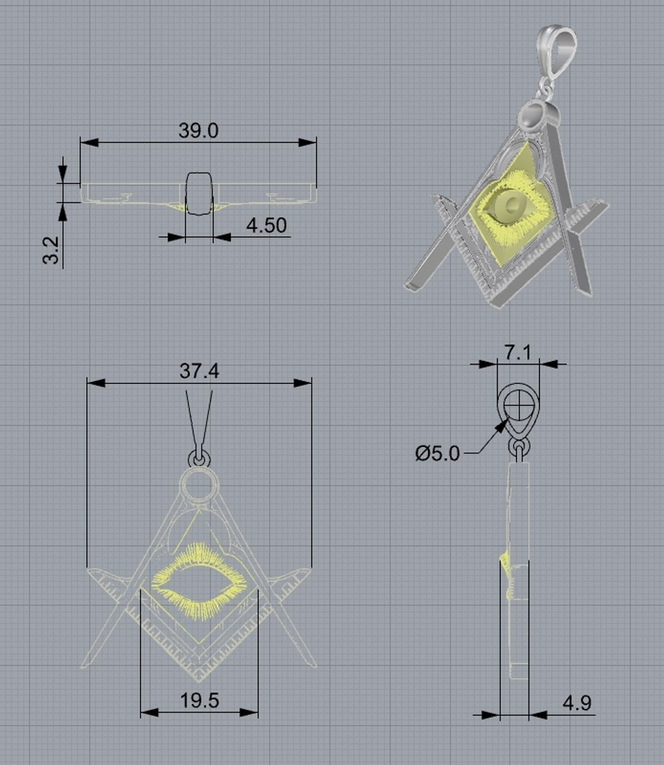 3D Jewelry Pendant With Eye Masonic Symbol 0319 Stl 3dm Fbx - TurboSquid 2105565