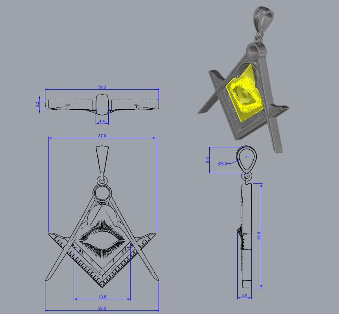 3D Jewelry Pendant with Eye Masonic Symbol 0319 Stl 3dm Fbx - TurboSquid 2105565