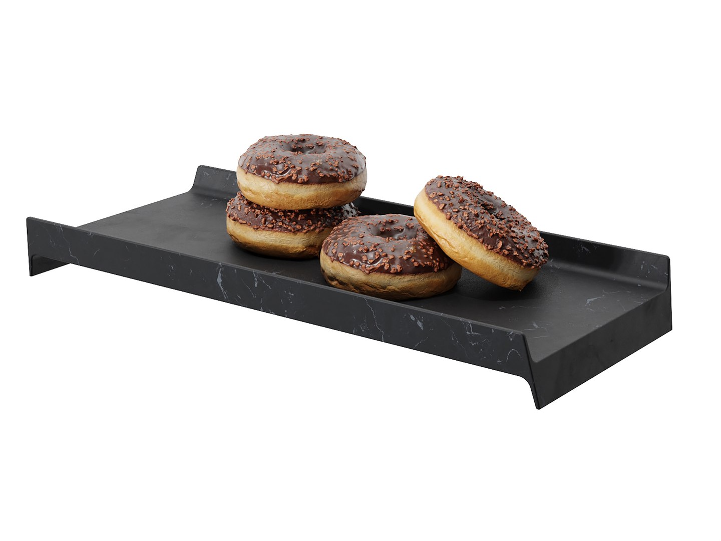3D Chocolate Donuts on Marble Tray model - TurboSquid 2153098