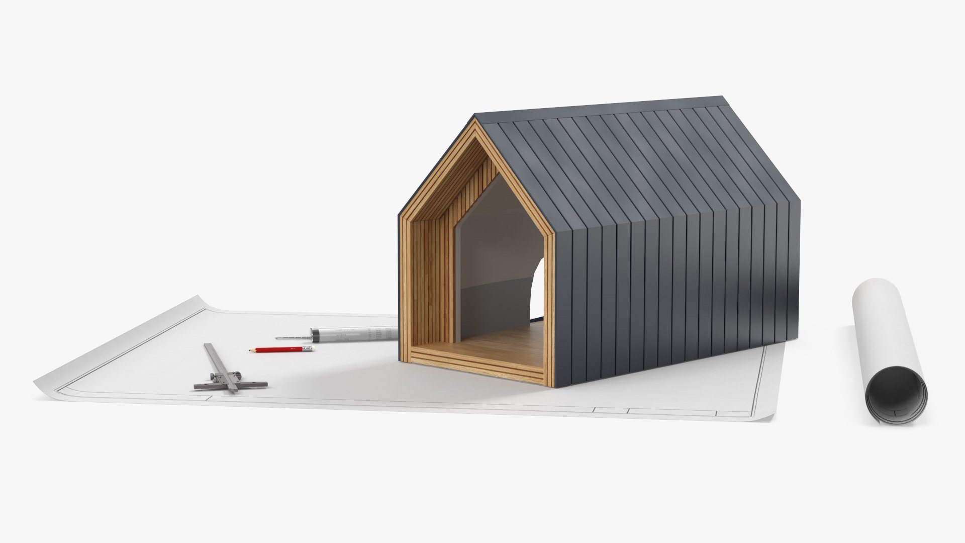 Architectural Draft With Model House 3D Model - TurboSquid 2399423