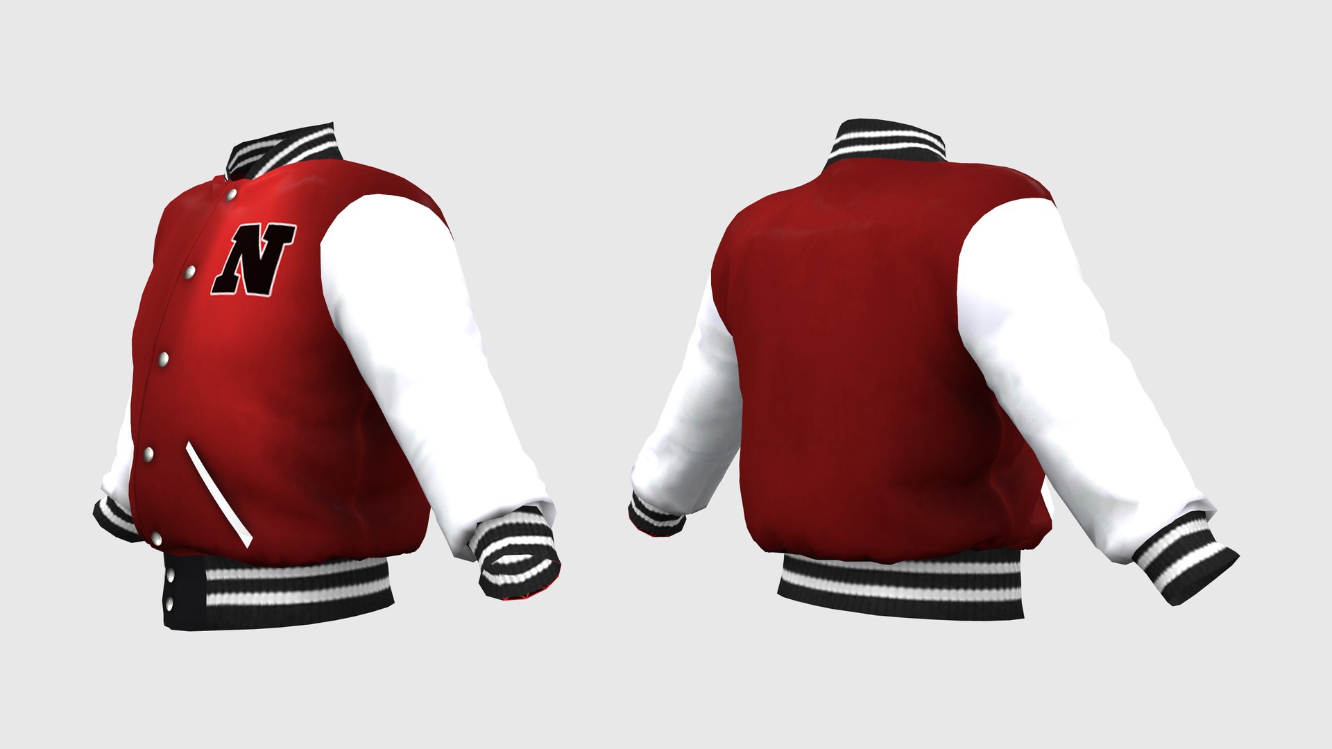Varsity Letterman Jacket Closed Front Model - TurboSquid 1811381