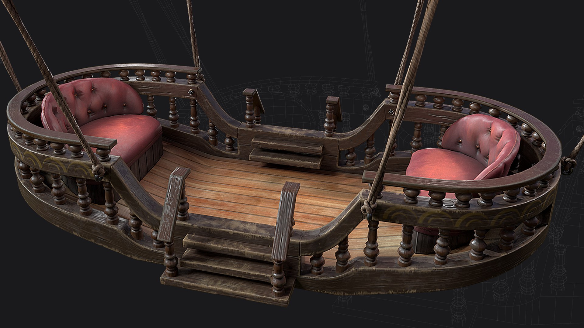 3D Steampunk Zeppelin Air Balloon Model Game Ready Kitbash Textured Low ...