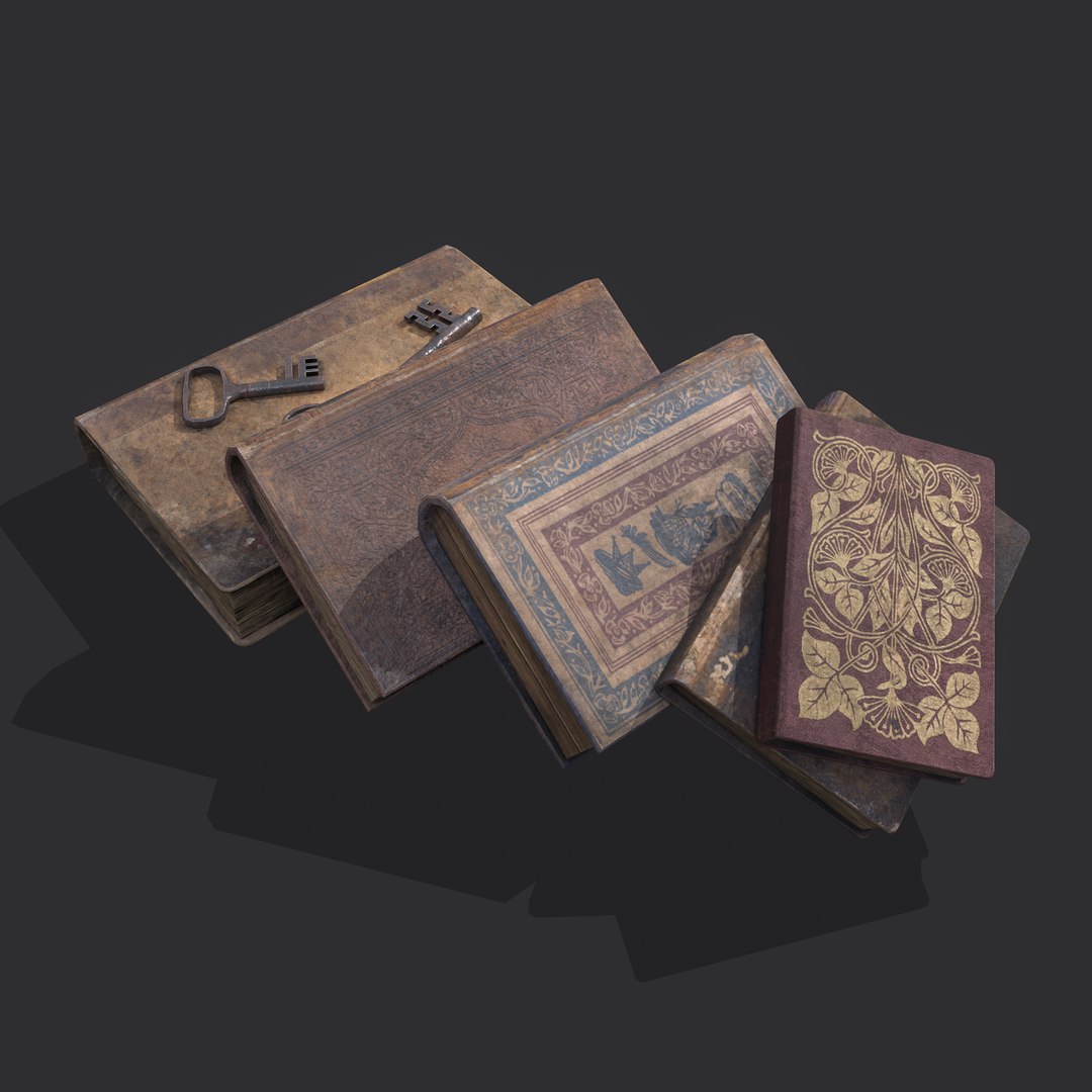 3D Model Medieval Book Stack And Keys - TurboSquid 1734706