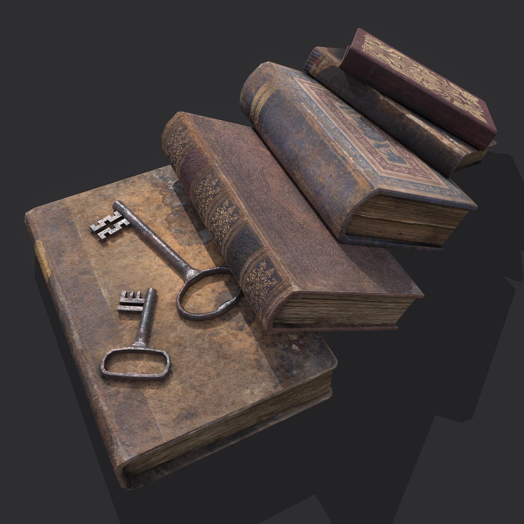 3D Model Medieval Book Stack And Keys - TurboSquid 1734706