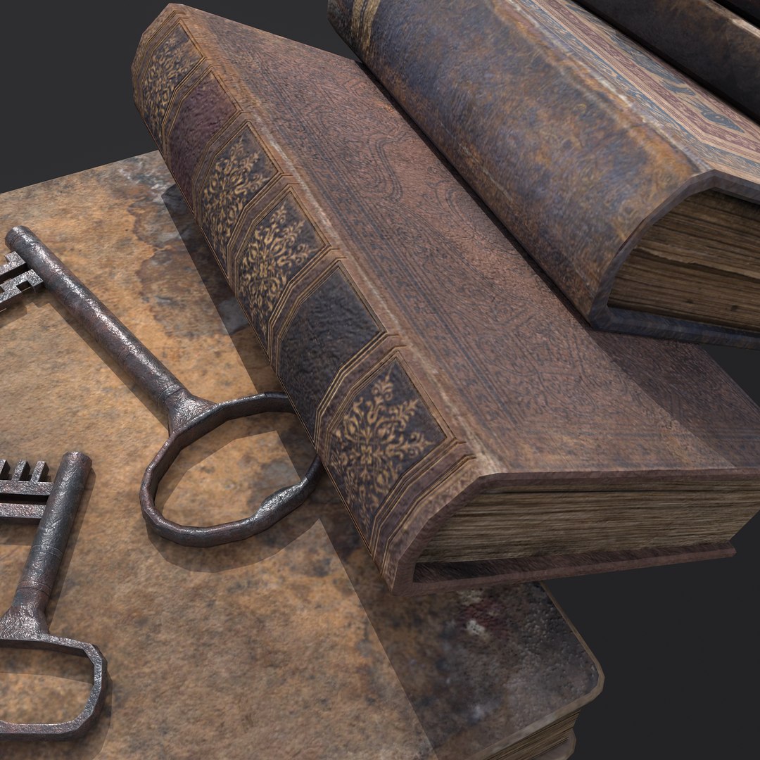 3D Model Medieval Book Stack And Keys - TurboSquid 1734706