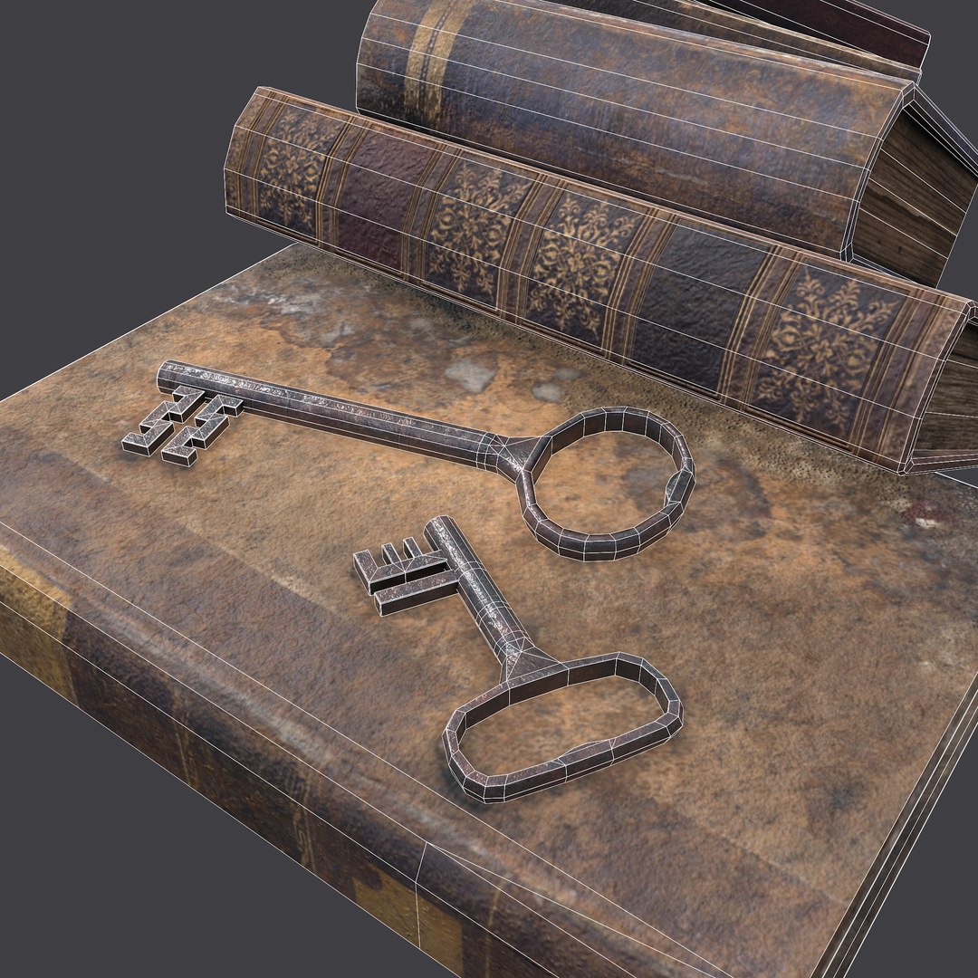 3D model Medieval Book Stack and Keys - TurboSquid 1734706