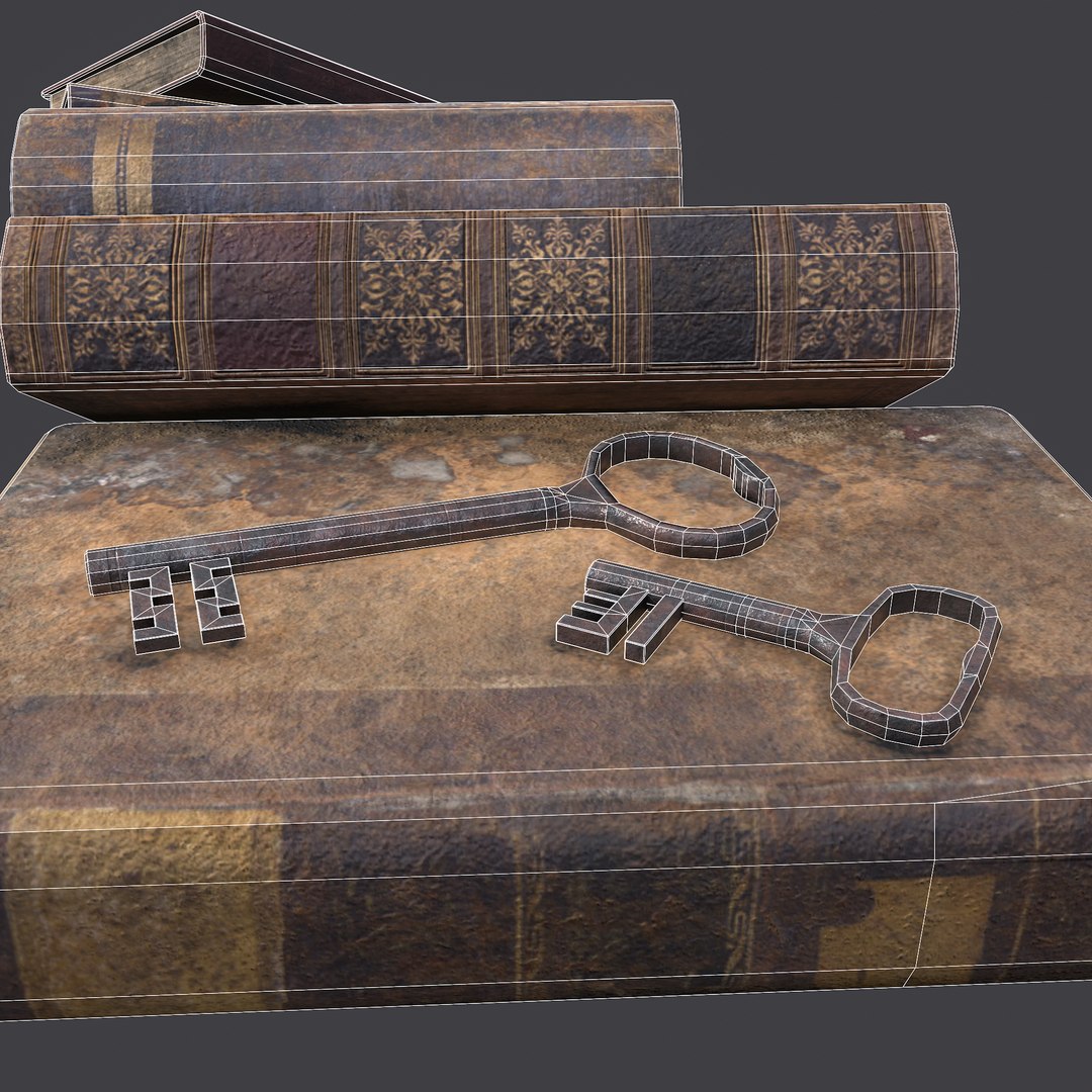 3D model Medieval Book Stack and Keys - TurboSquid 1734706