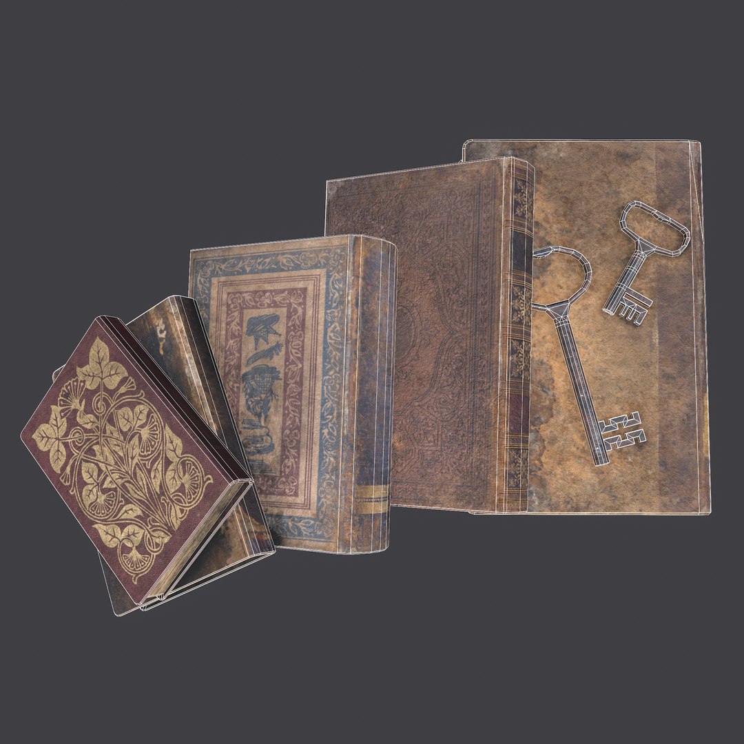 3D model Medieval Book Stack and Keys - TurboSquid 1734706