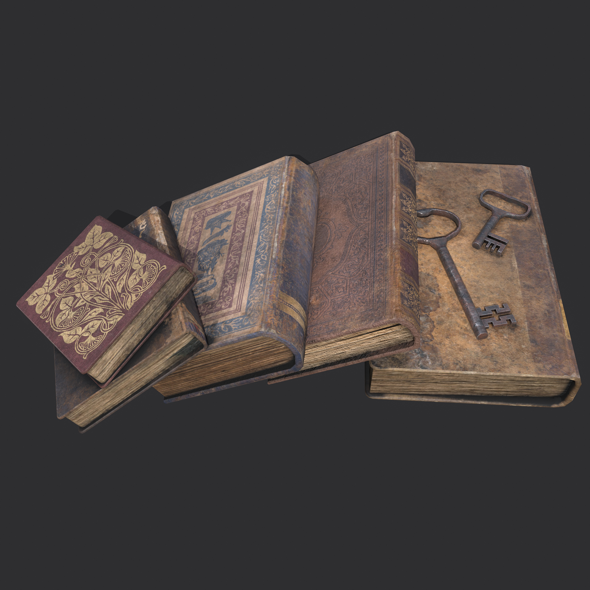 3D model Medieval Book Stack and Keys - TurboSquid 1734706