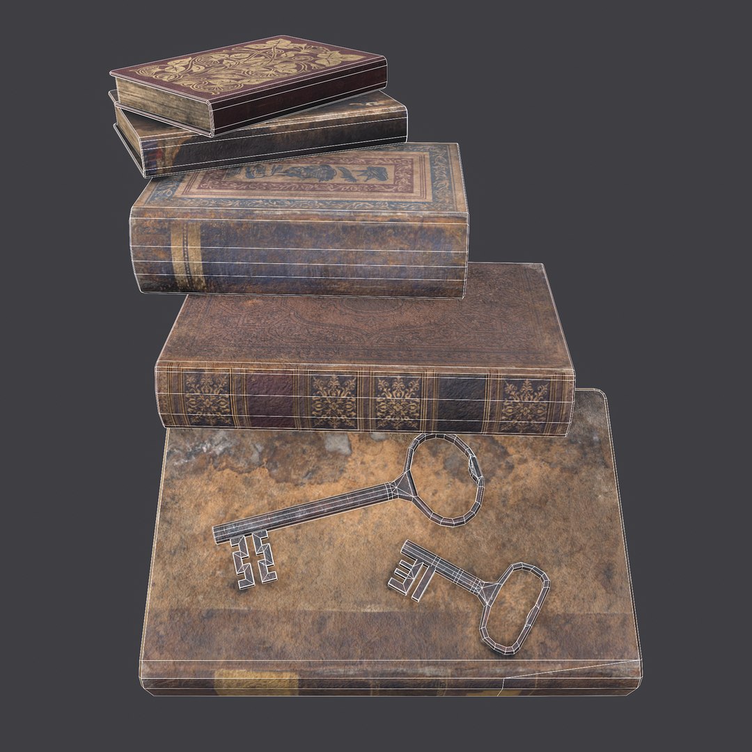 3D model Medieval Book Stack and Keys - TurboSquid 1734706