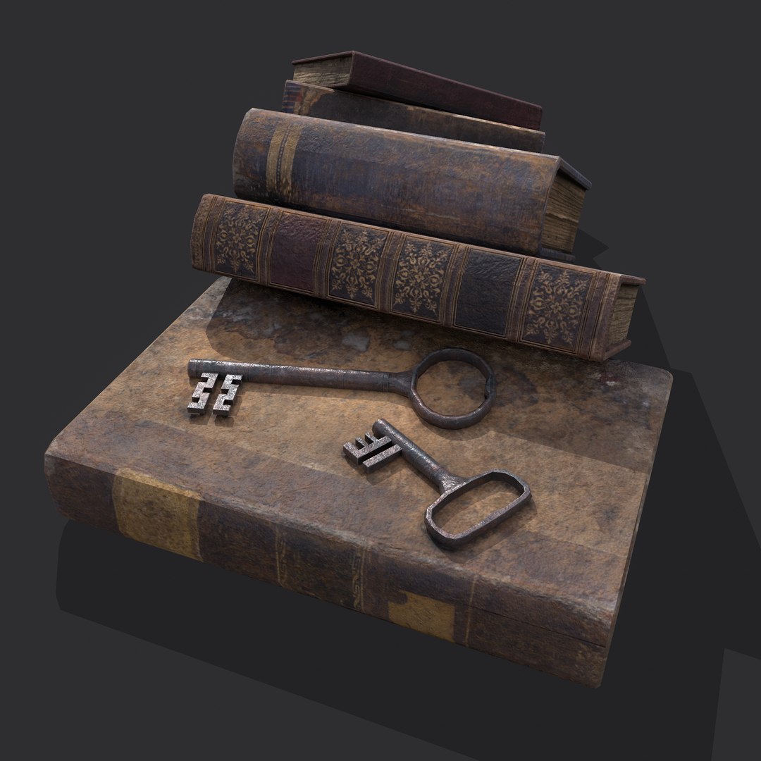 3D Model Medieval Book Stack And Keys - TurboSquid 1734706