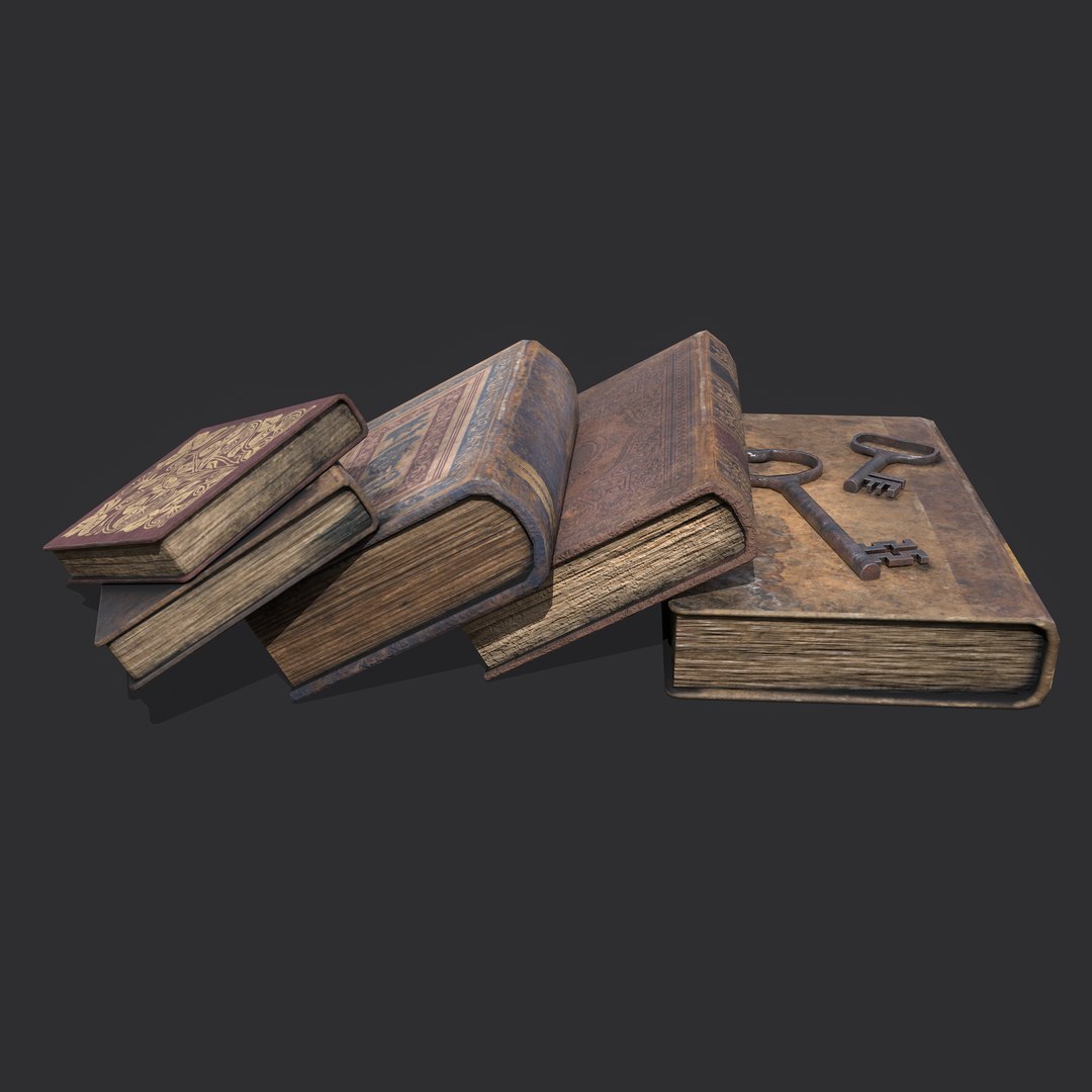 3D Model Medieval Book Stack And Keys - TurboSquid 1734706