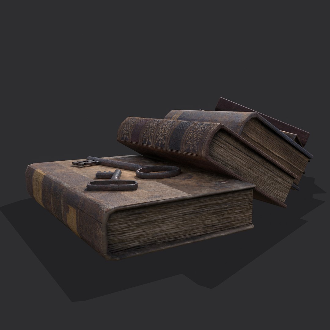 3D Model Medieval Book Stack And Keys - TurboSquid 1734706