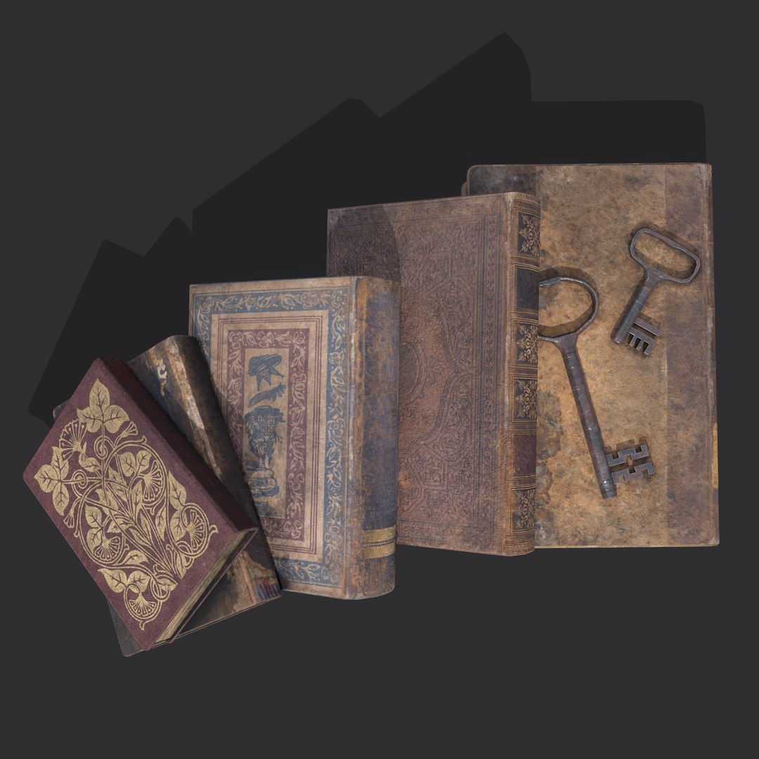 3D Model Medieval Book Stack And Keys - TurboSquid 1734706