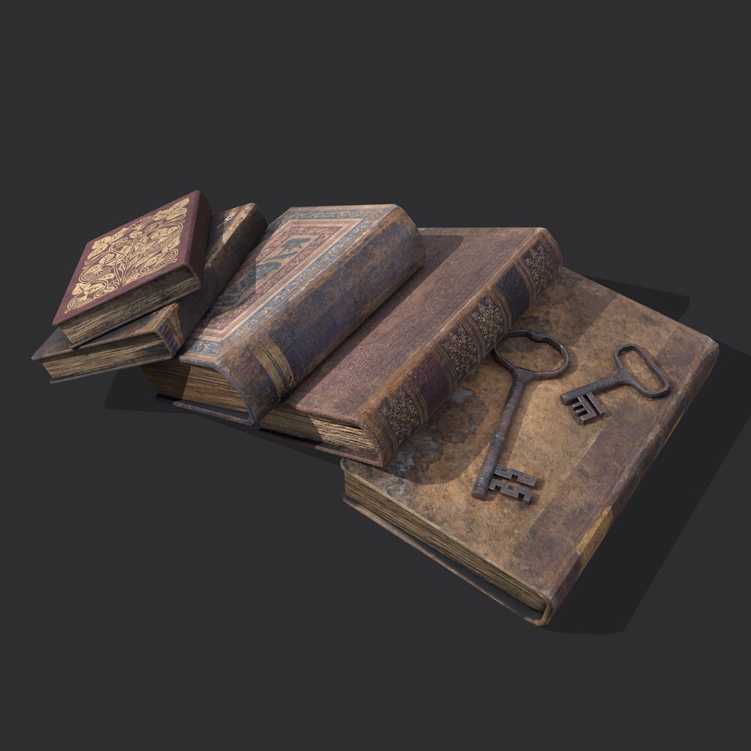 3D Model Medieval Book Stack And Keys - TurboSquid 1734706