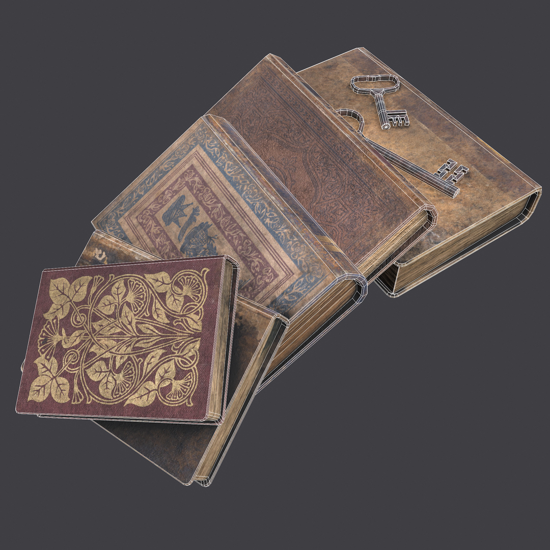 3D model Medieval Book Stack and Keys - TurboSquid 1734706