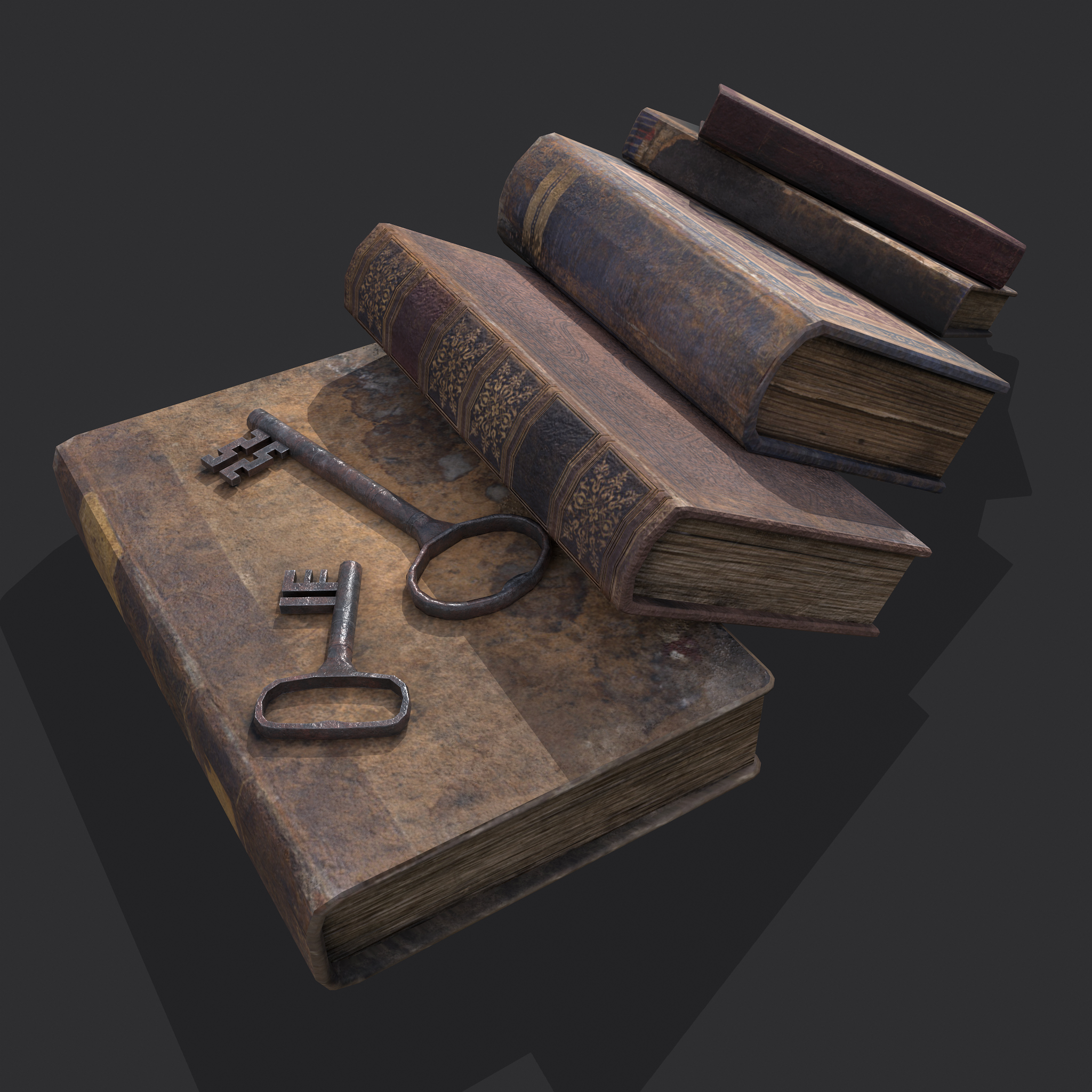 3D model Medieval Book Stack and Keys - TurboSquid 1734706