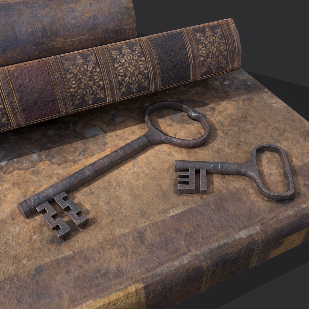 3D Model Medieval Book Stack And Keys - TurboSquid 1734706