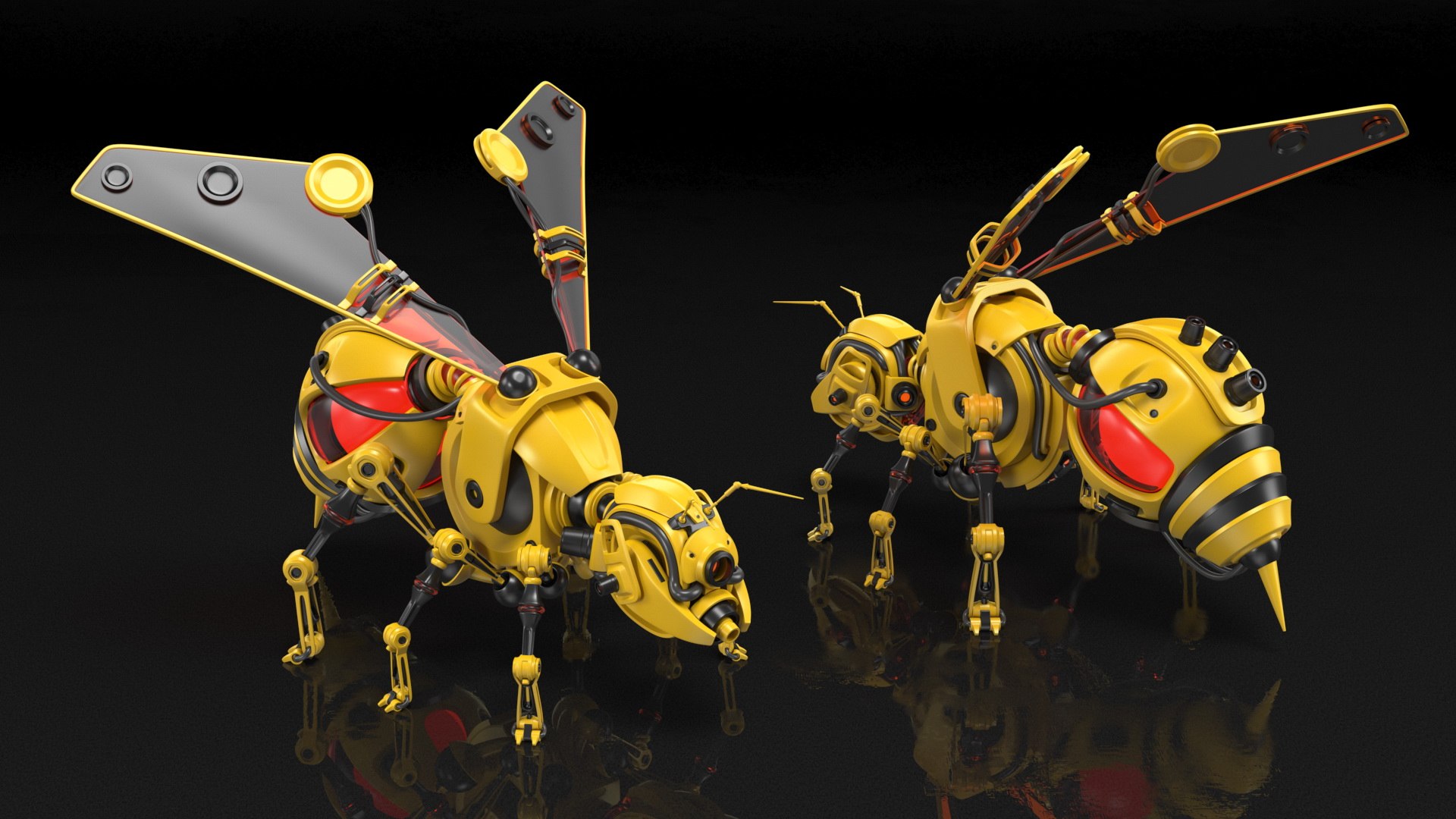 3D Honey Bee With Robot Bee Collection - TurboSquid 2306073