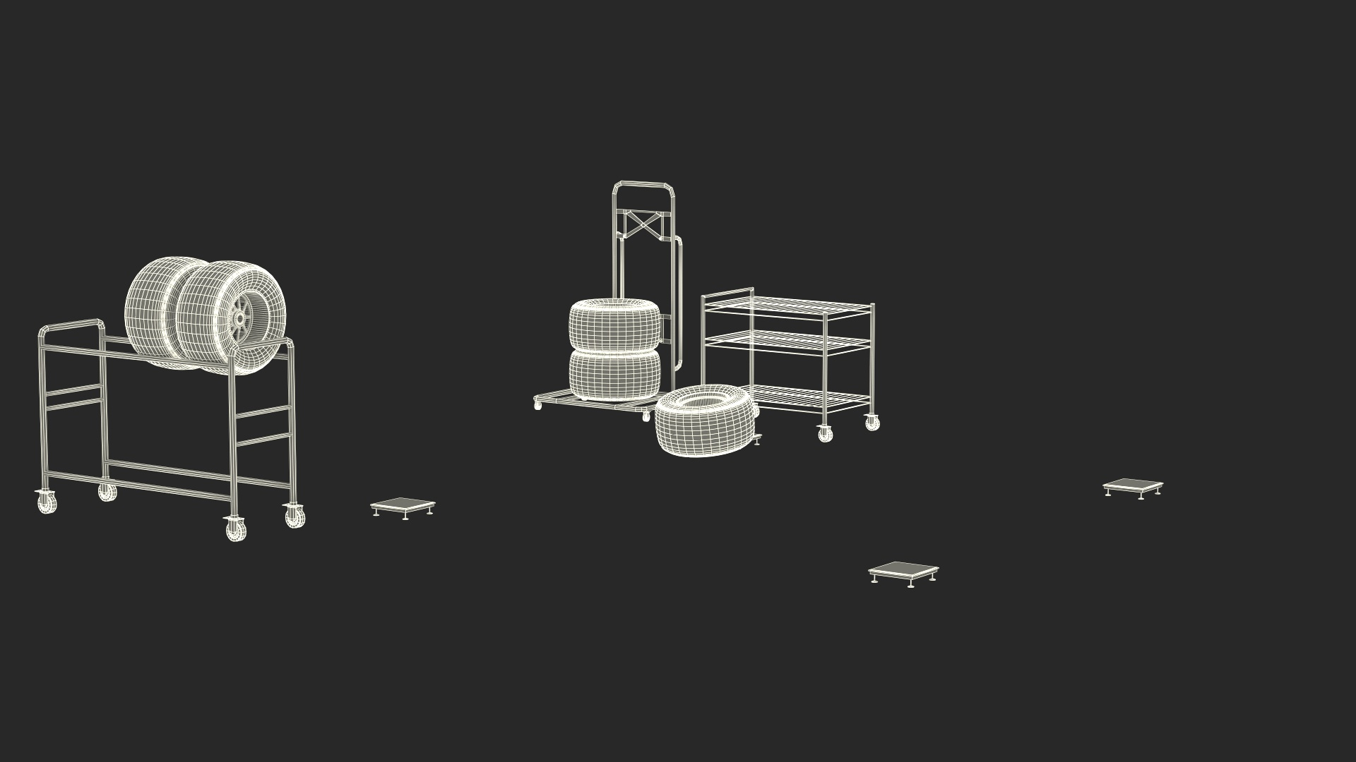 3D Pit Stop Wheel Cart And Wheels - TurboSquid 2311851