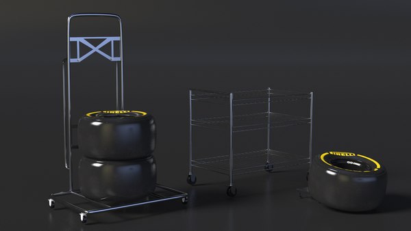 modelo 3d Carro de ruedas y ruedas Pit Stop - TurboSquid 2311851