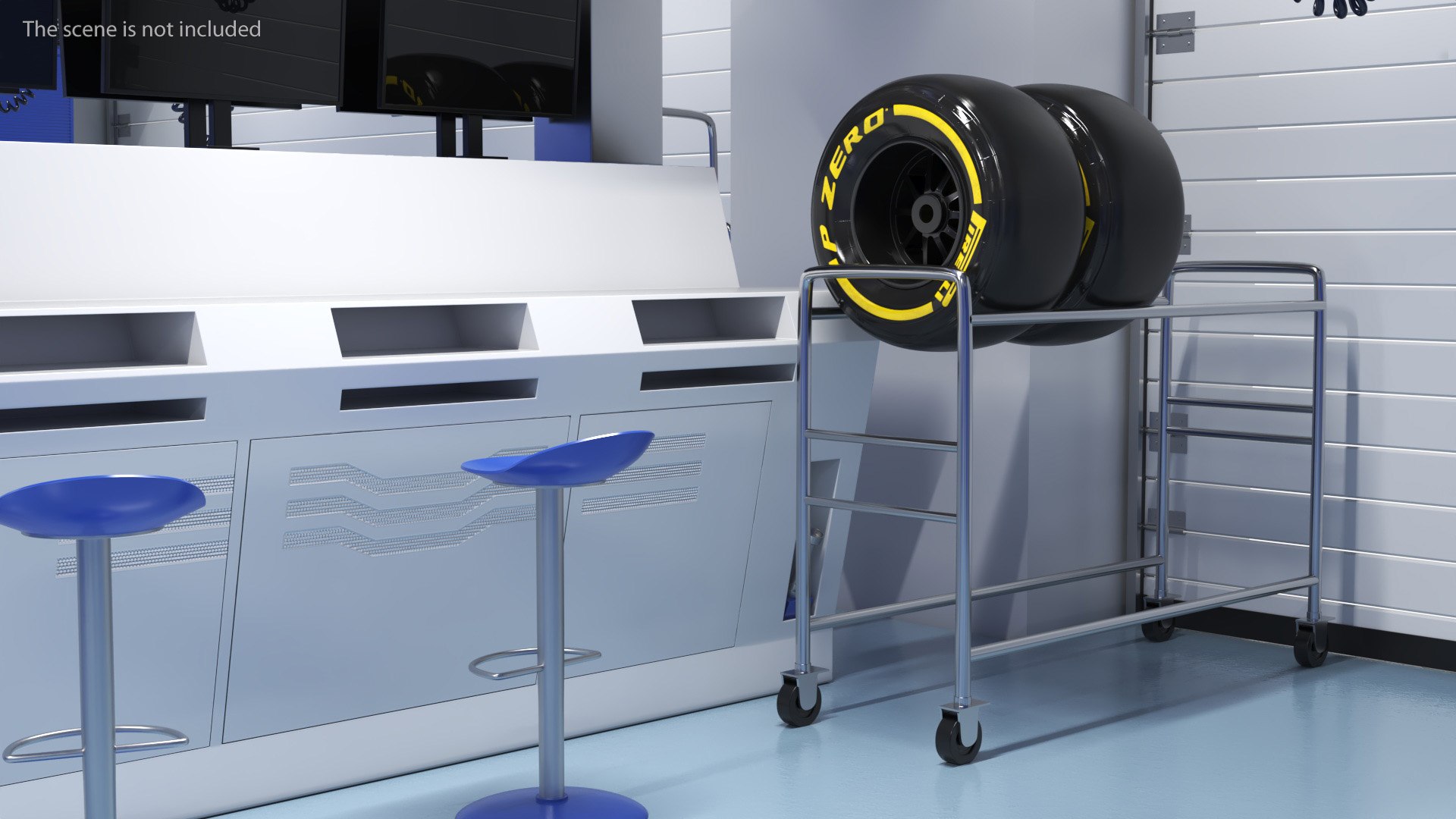 3D Pit Stop Wheel Cart And Wheels - TurboSquid 2311851