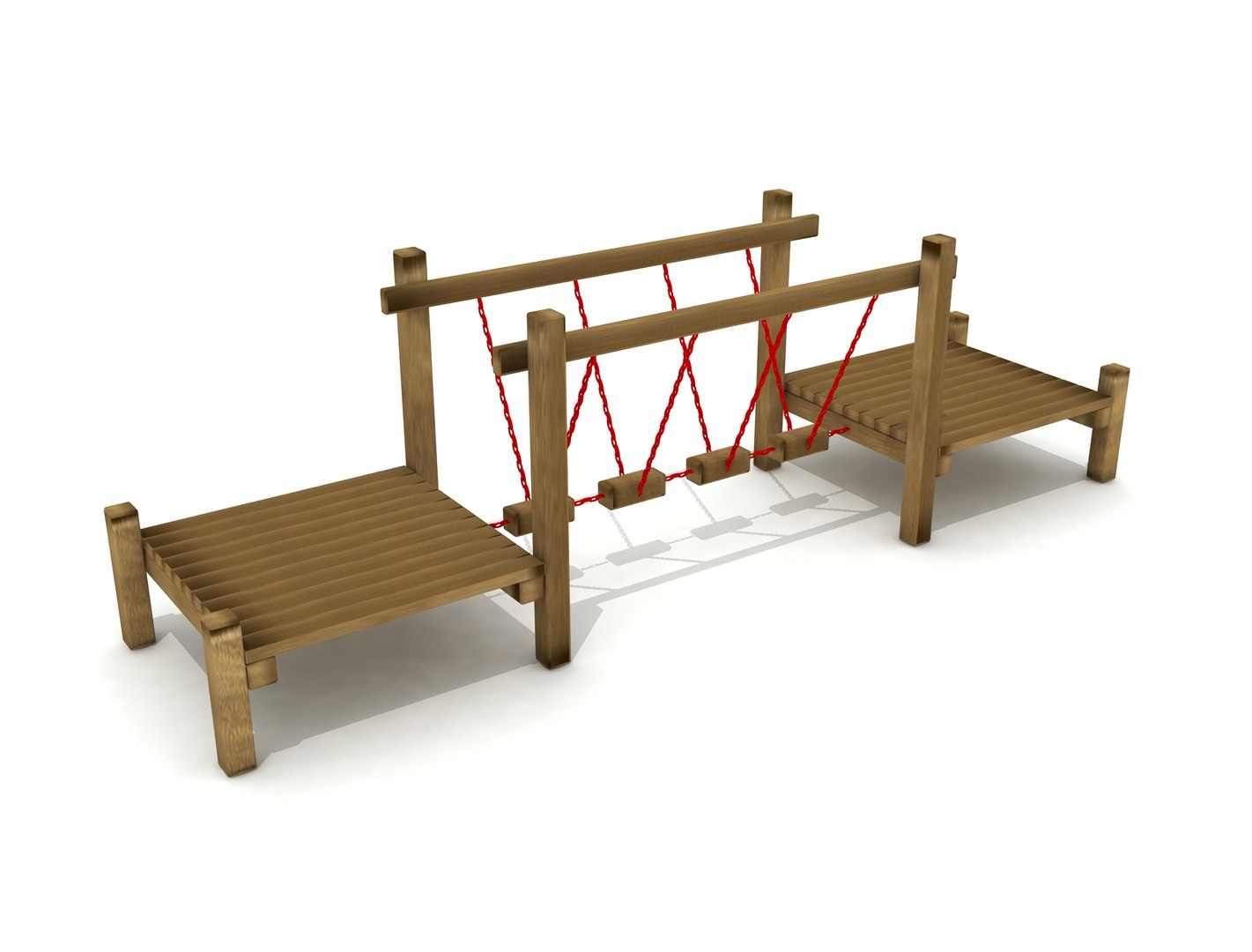 3D Wood Chain Bridge - TurboSquid 1586646