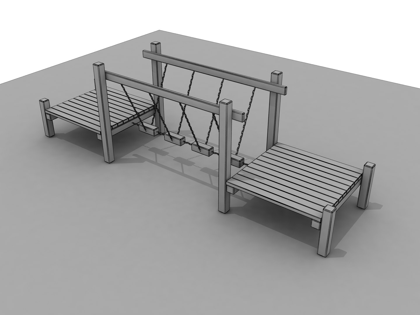 3D Wood Chain Bridge - TurboSquid 1586646
