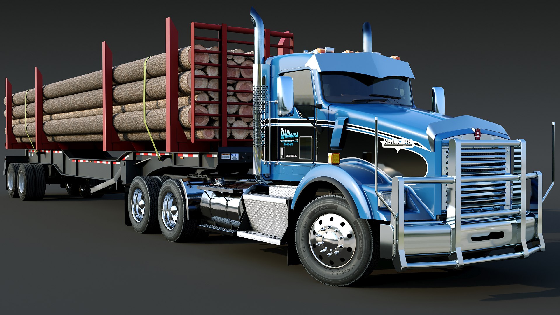 Kenworth T800 Logging Truck Model - TurboSquid 2087183