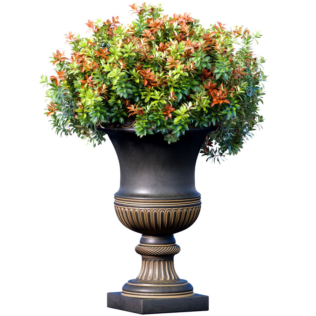 3D Flowerbed Bouquet Flowers In A Decorative Classic Vase Pot Urn Model ...