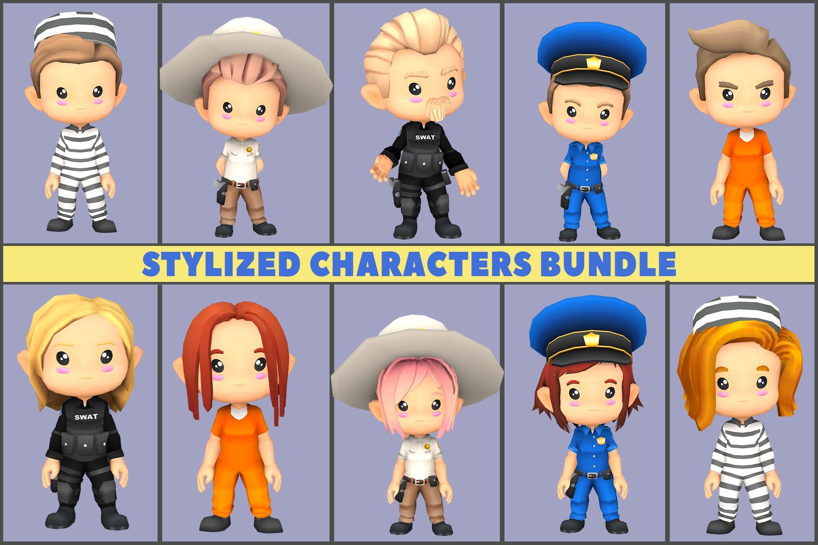 Royalty Police Station Stylized Characters Bundle Model - TurboSquid ...