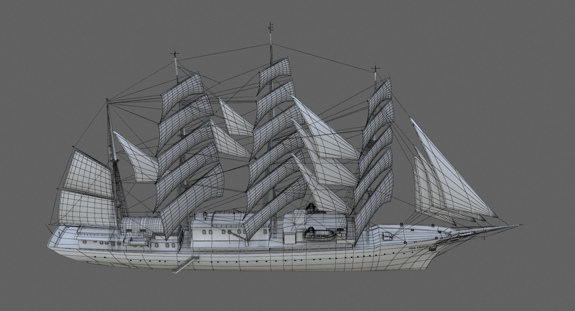3d Sea Cloud Cruise Ship Model