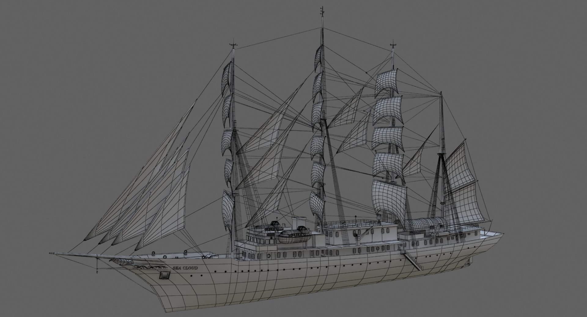 3d Sea Cloud Cruise Ship Model