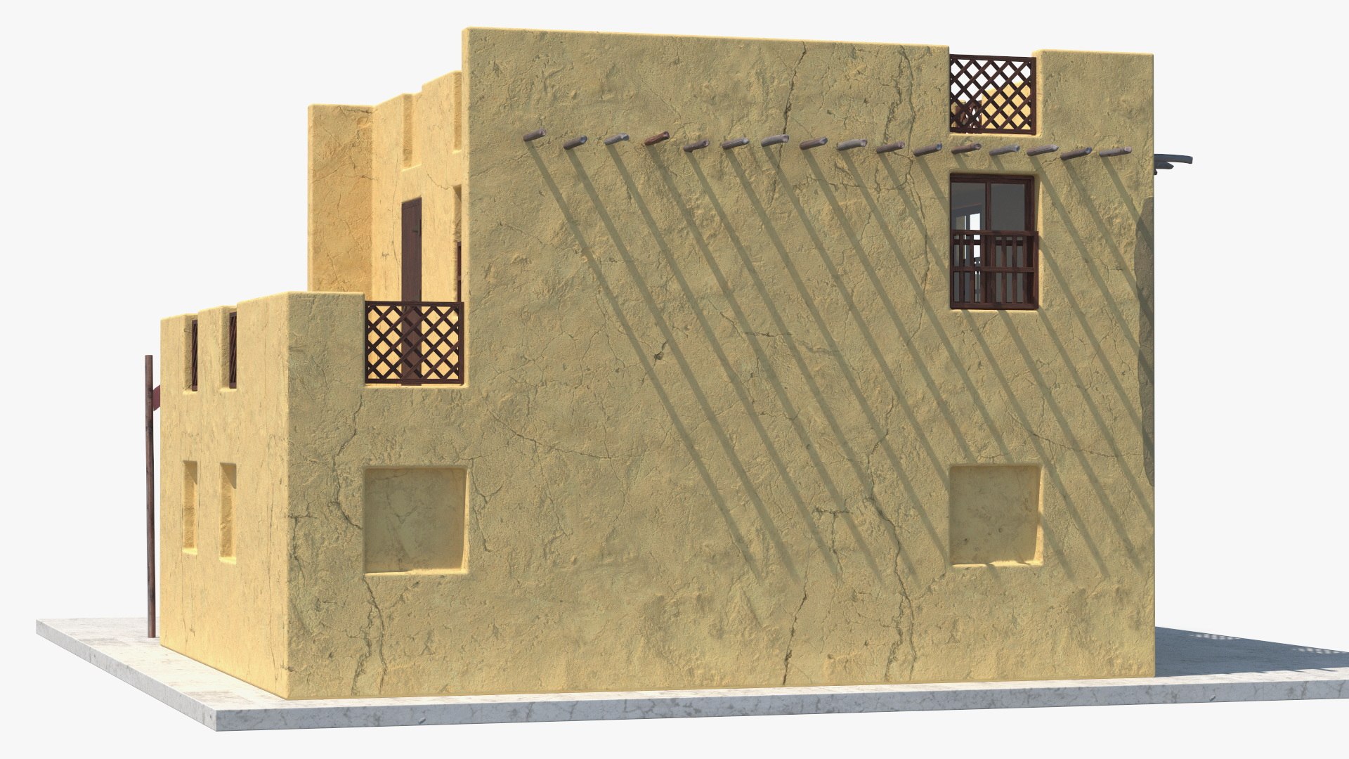 3D Arab House With Cylindrical Extension Model - TurboSquid 2279668