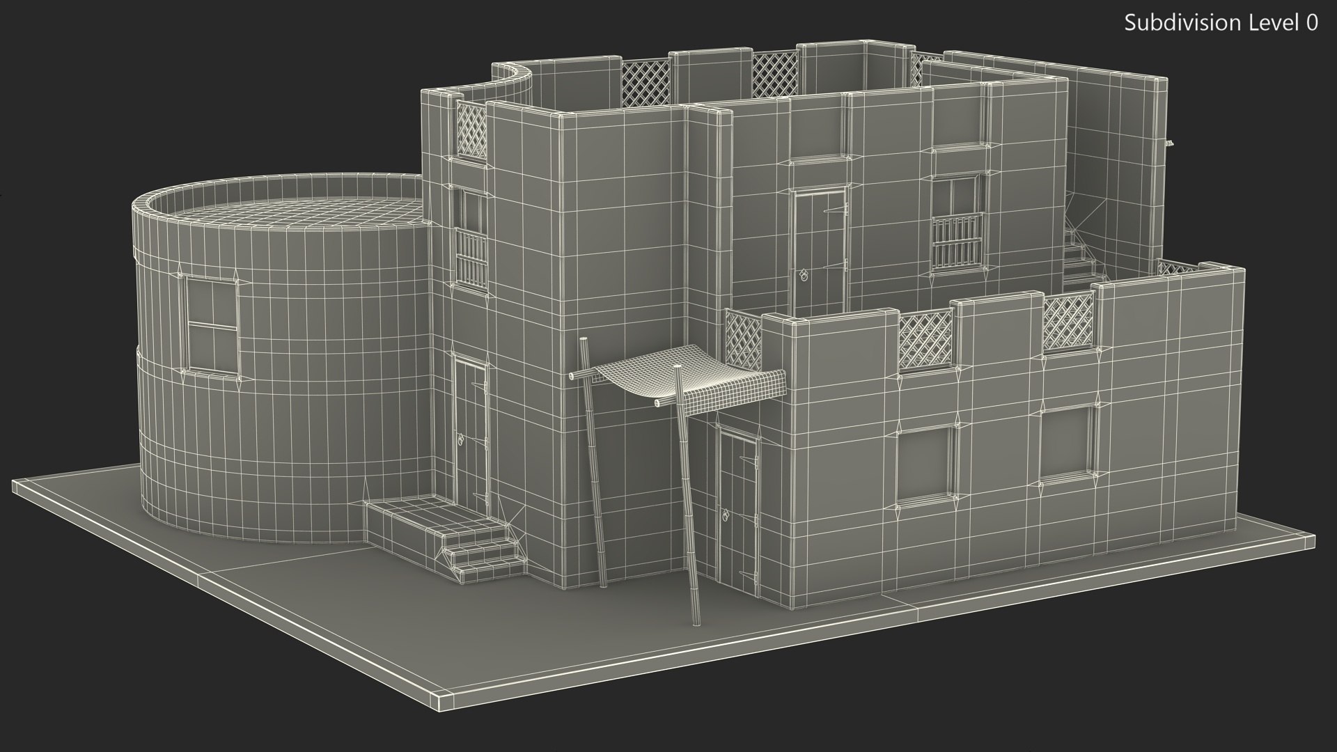 3D Arab House With Cylindrical Extension Model - TurboSquid 2279668