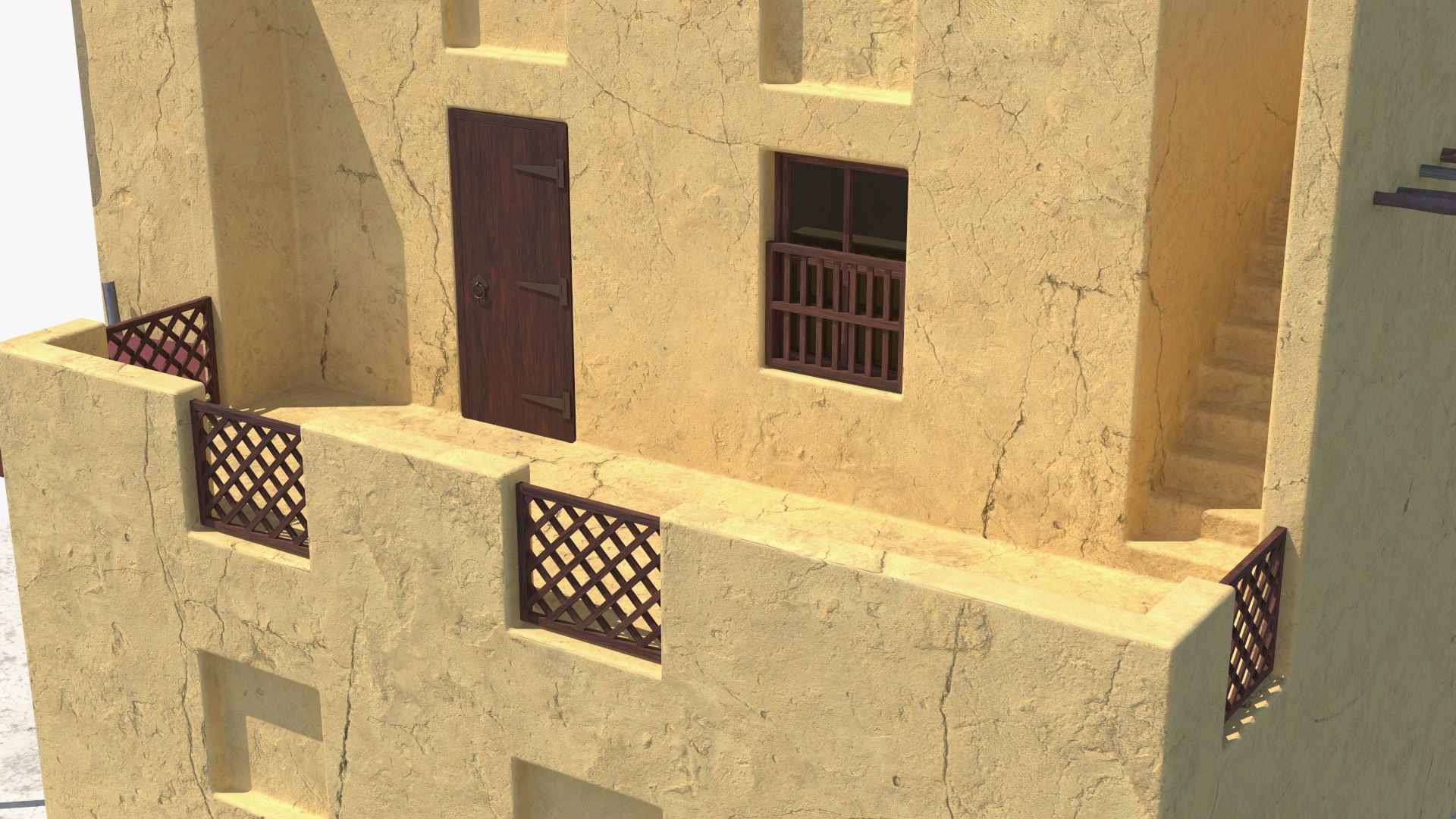 3D Arab House With Cylindrical Extension Model - TurboSquid 2279668