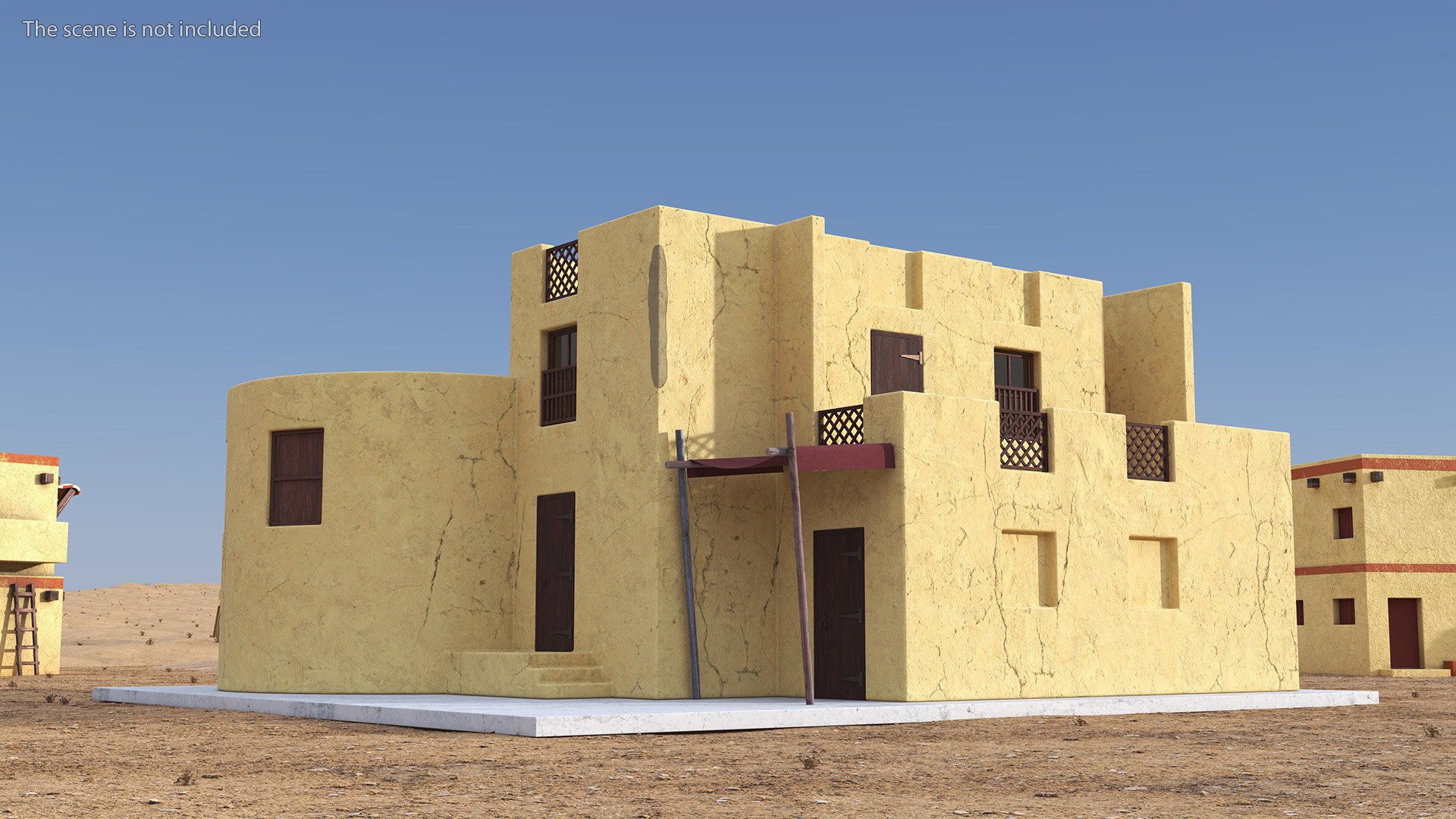 3D Arab House With Cylindrical Extension Model - TurboSquid 2279668