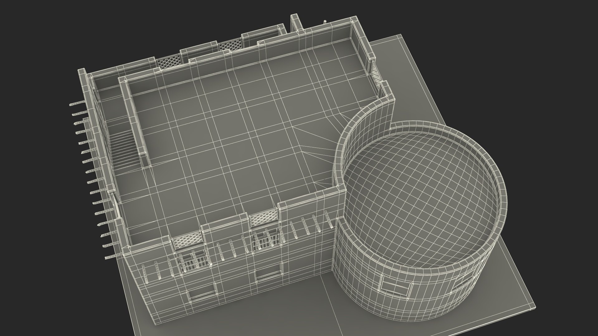 3D Arab House With Cylindrical Extension Model - TurboSquid 2279668