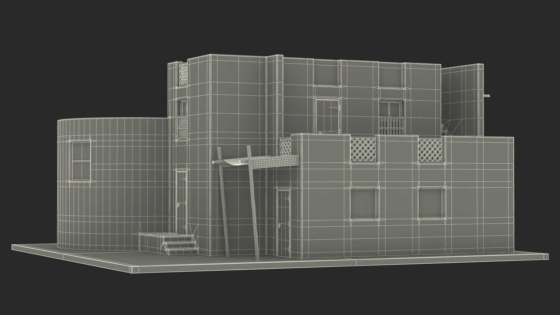 3D Arab House With Cylindrical Extension Model - TurboSquid 2279668