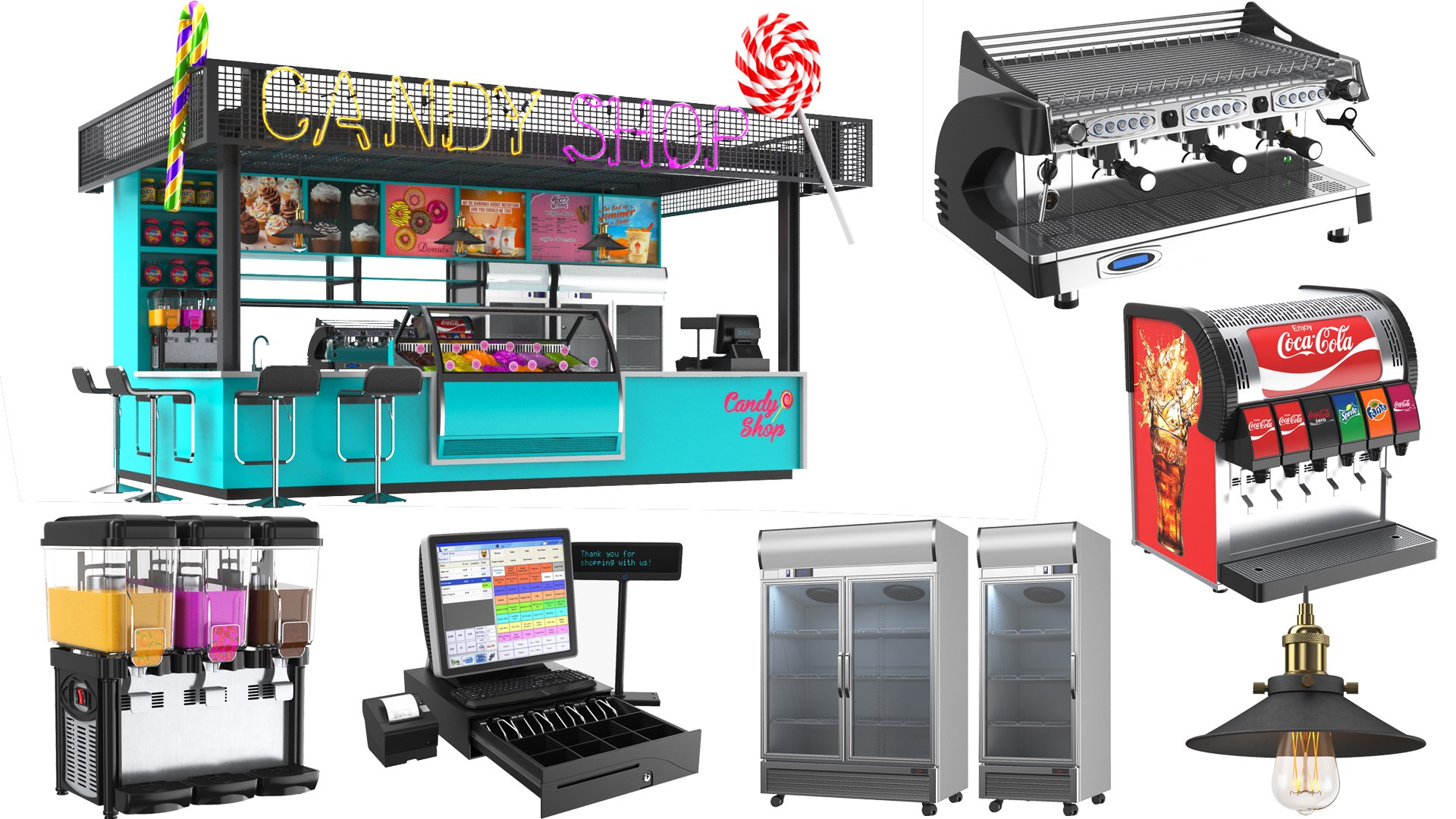 3D Model Detailed Candy Shop - TurboSquid 2121520