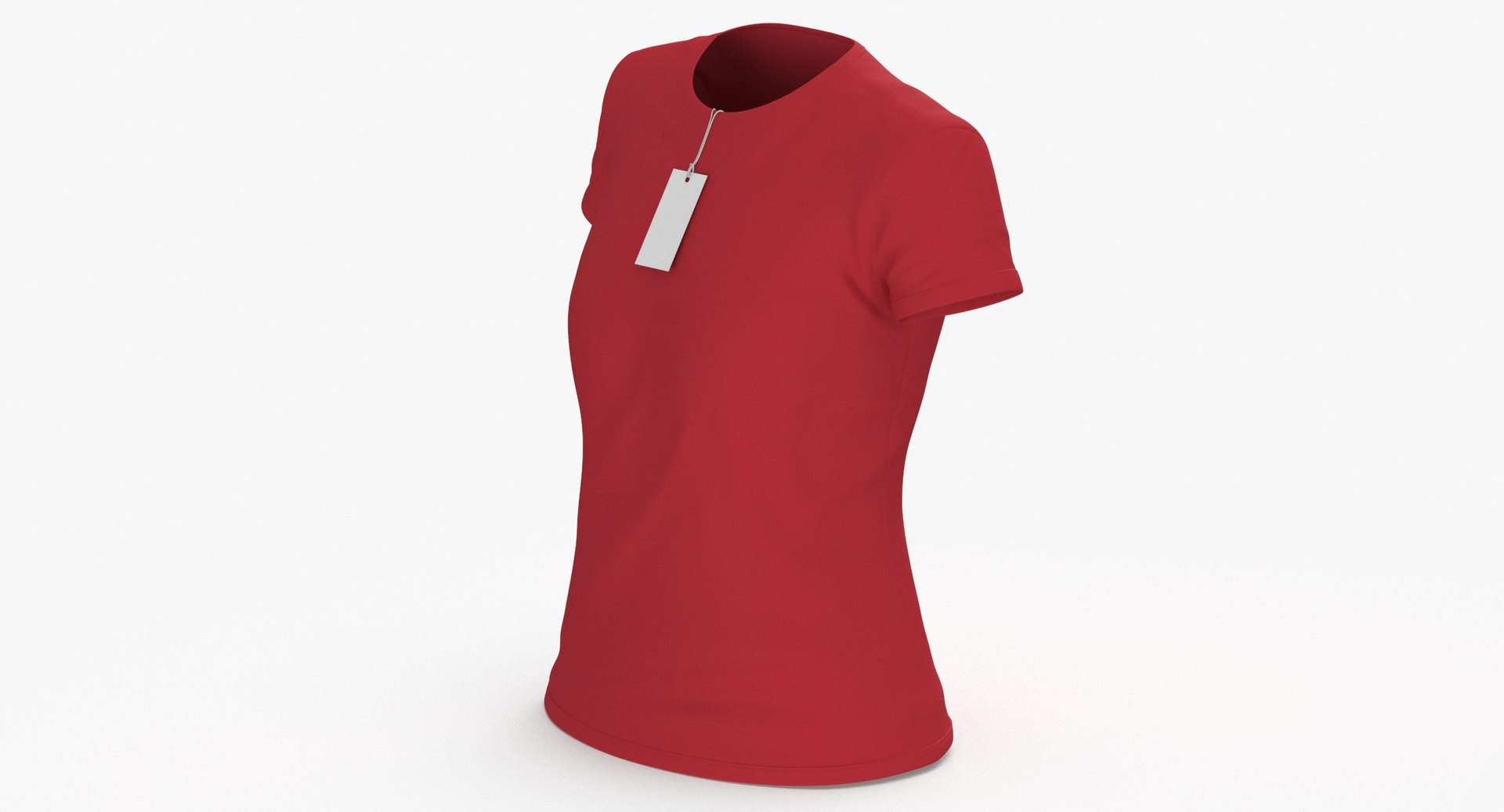 3D Model Female Crew Neck Worn With Tag Red - TurboSquid 1738422