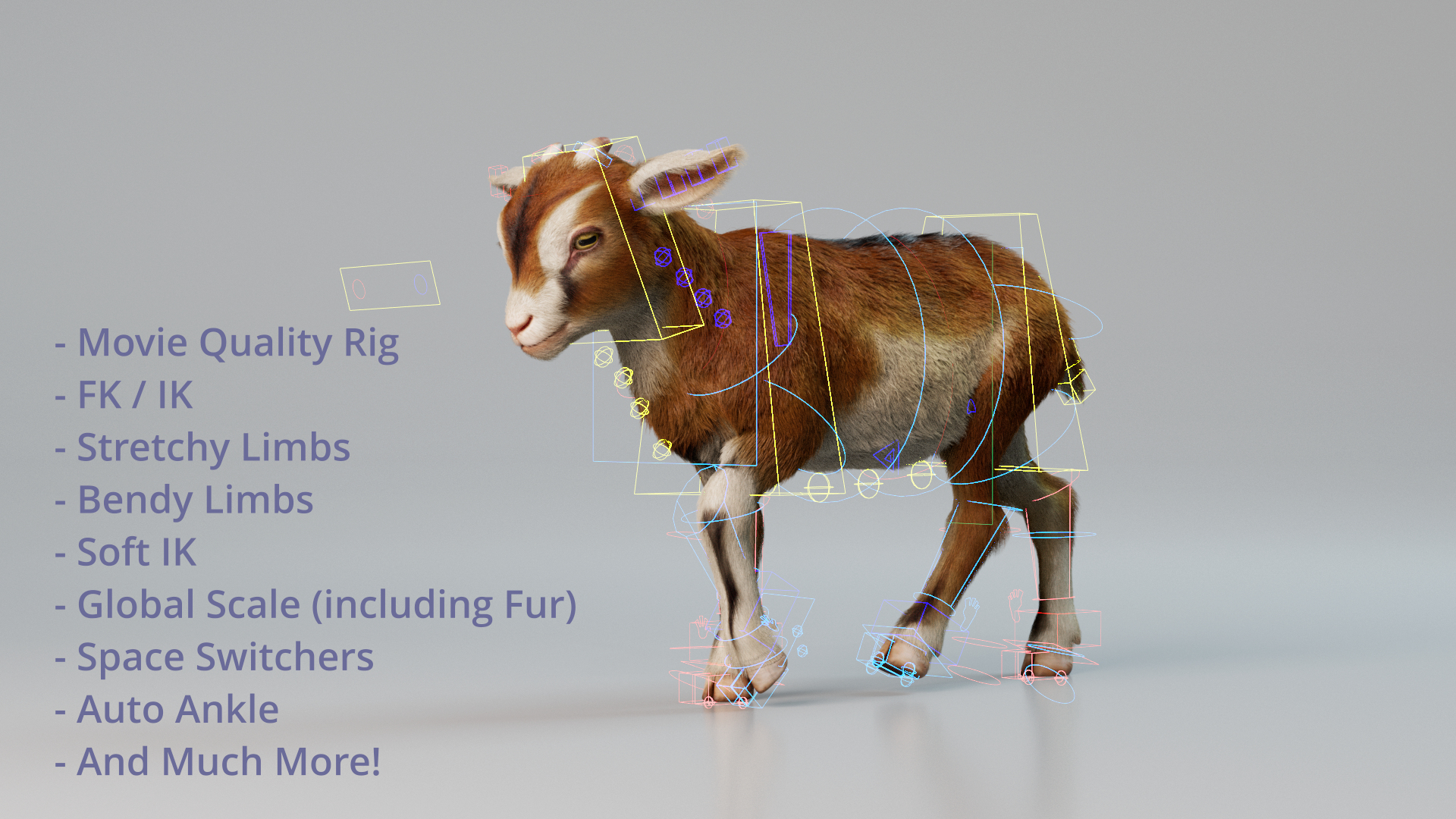 Goat Kid Rigged Animated With Fur 3D Model - TurboSquid 2172255