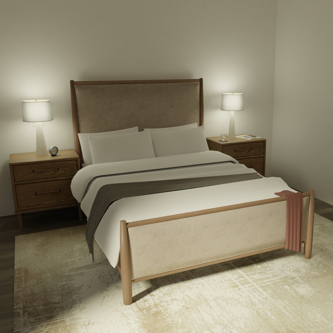 3D Queen Bed ASHLEY Roanhowe - TurboSquid 2344724