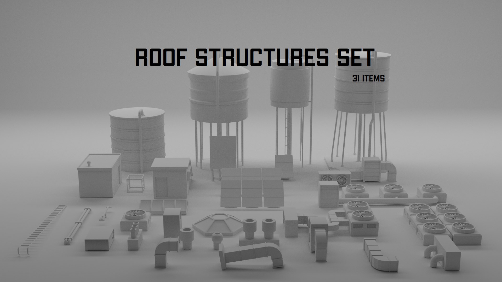 3D Model Roof Structures Set - TurboSquid 1784432