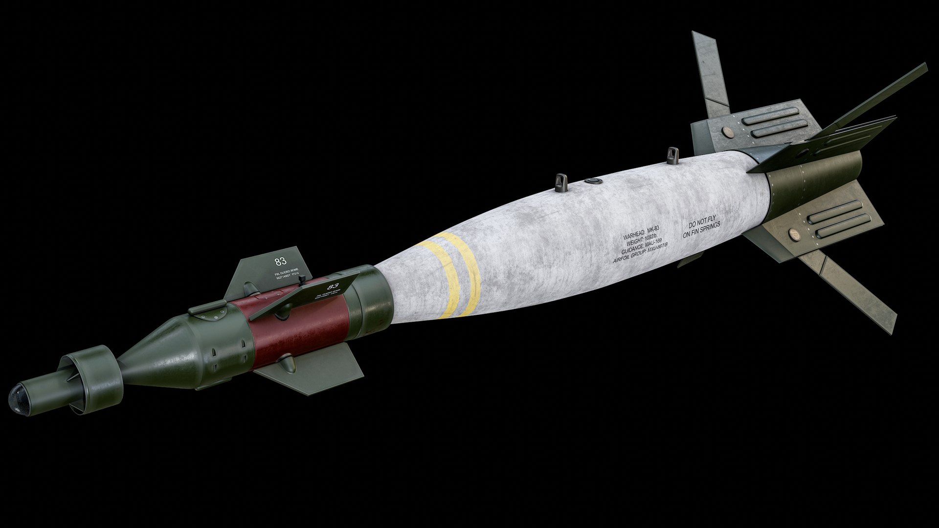 GBU-16 Paveway 2 White Aircraft Laser Guided Bomb PBR 3D Model ...