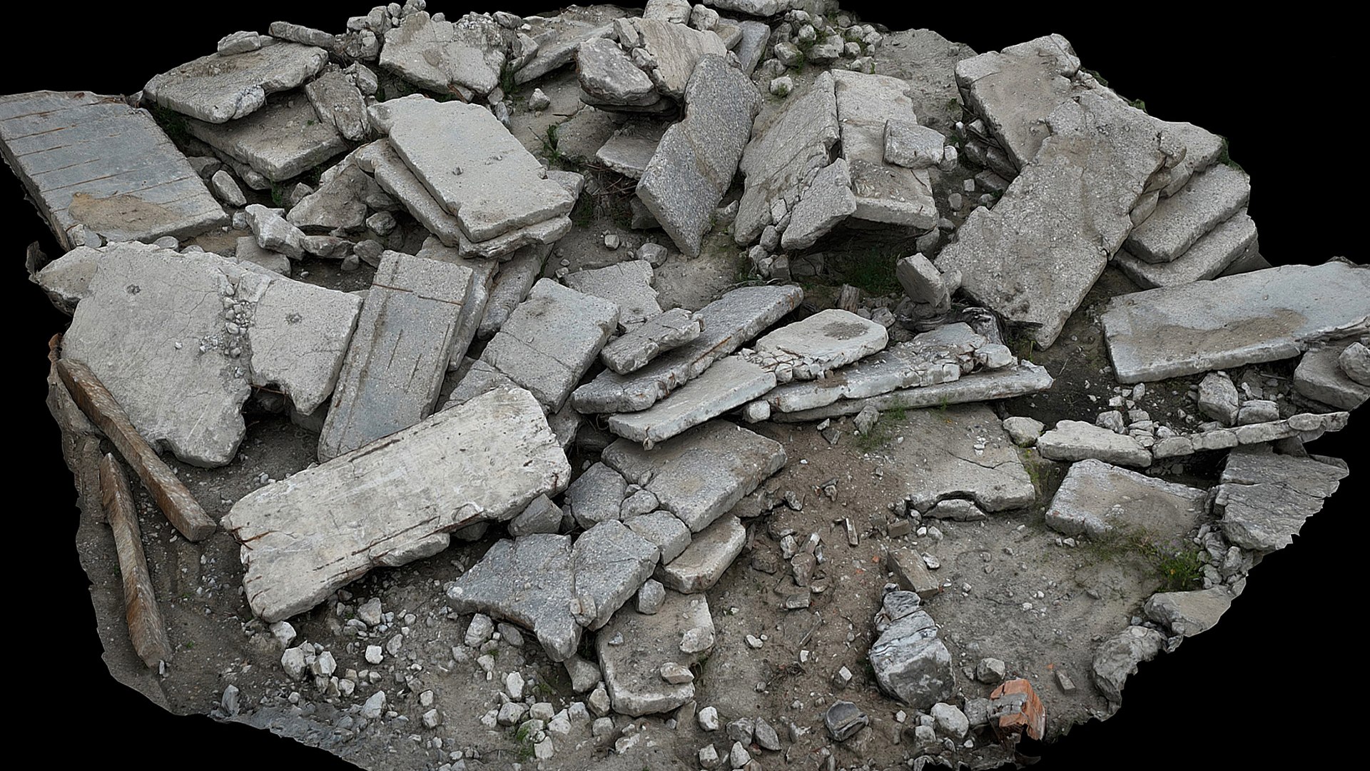 3D Model Debris Ruins Concrete Slabs Big Pack Construction Scan ...