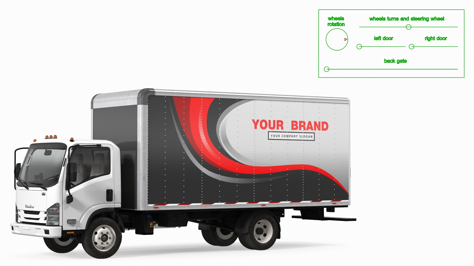 3D Model Box Truck Isuzu NPR 2018 Rigged Your Brand - TurboSquid 1886767