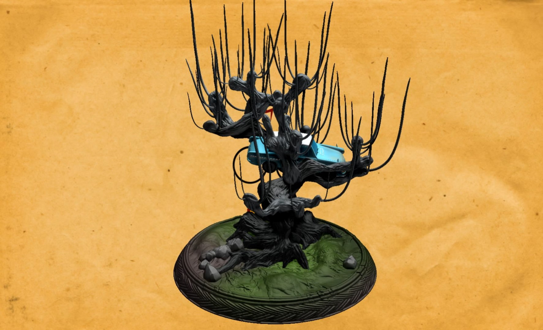 3D Whomping Willow With Ron And Harry Potter Car Ford Anglia Model ...